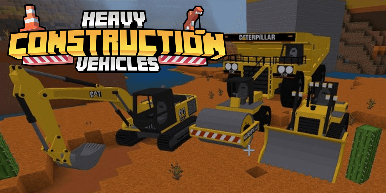 Heavy Construction Vehicles Addon (1.21) – MCPE/Bedrock Mod | ModLB