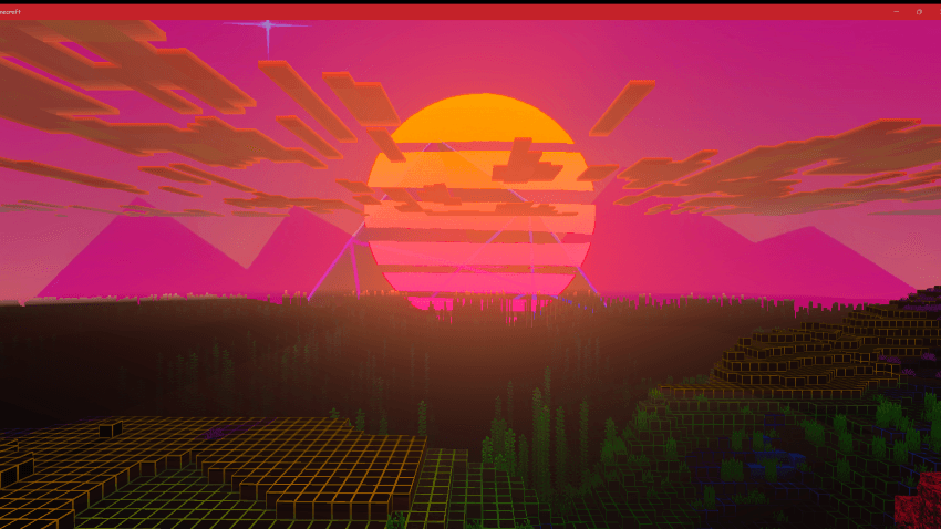 Synthwave Vibe Graphic Shader (1.21, 1.20) – MCPE/Bedrock | ModLB